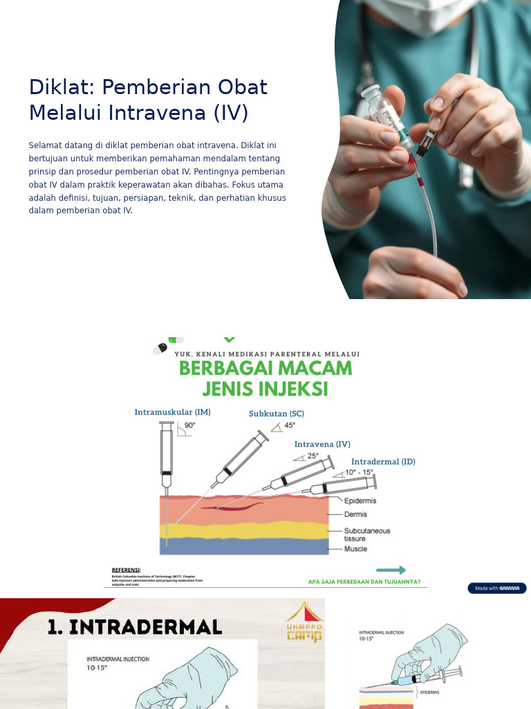 Diklat Pemberian Obat Melalui Intravena IV | PDF