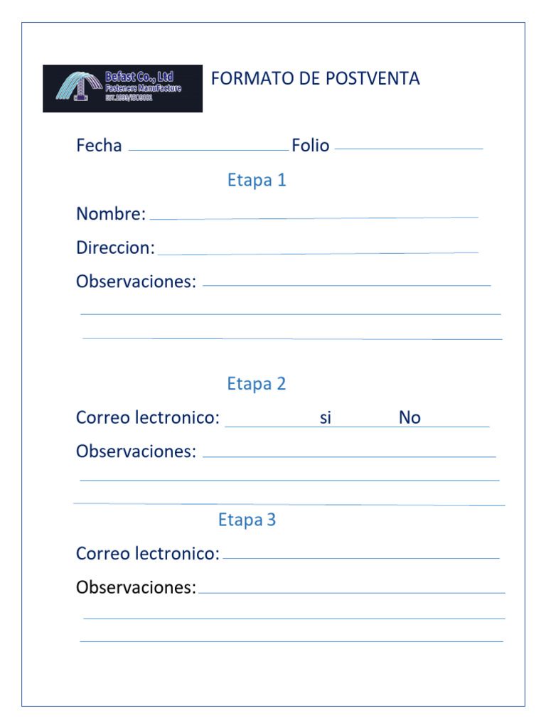 Formato de Postventa | PDF