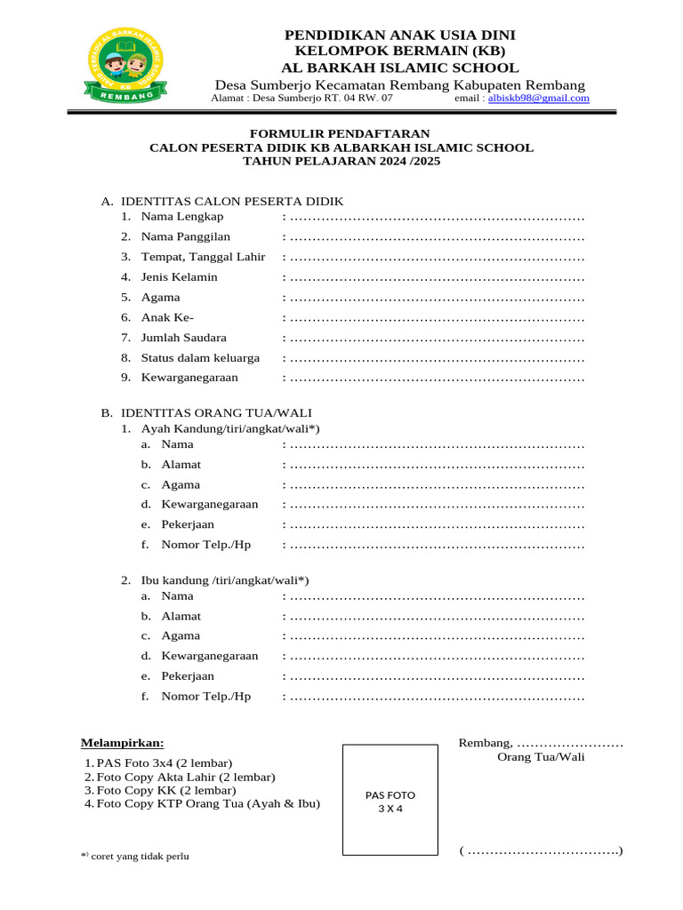 Blangko Pendaftaran KB | PDF