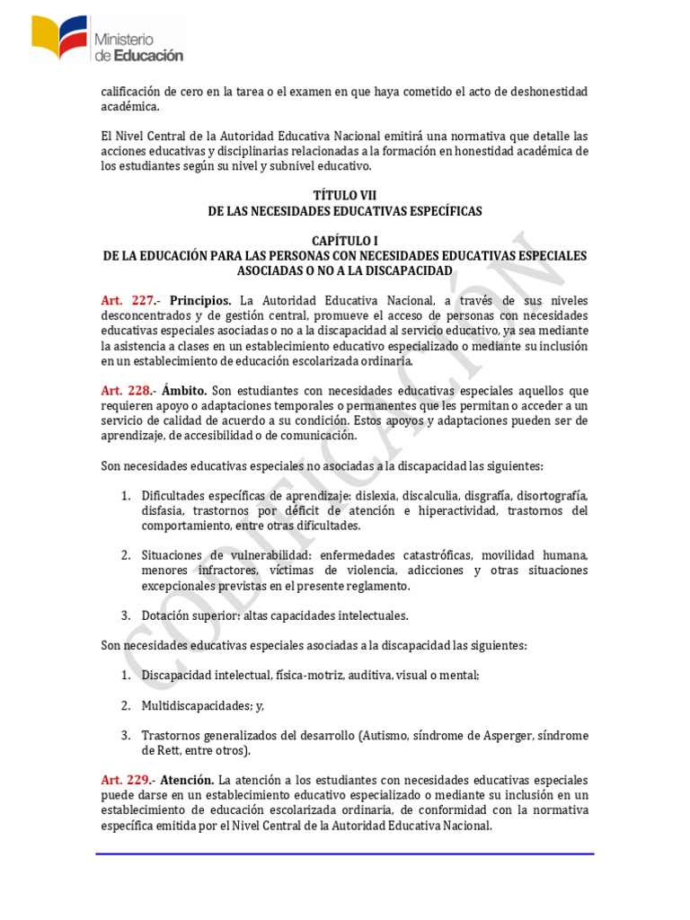 Codificacion Reglamento General Loei 64 96 | PDF | Multilingüismo | Plan de estudios