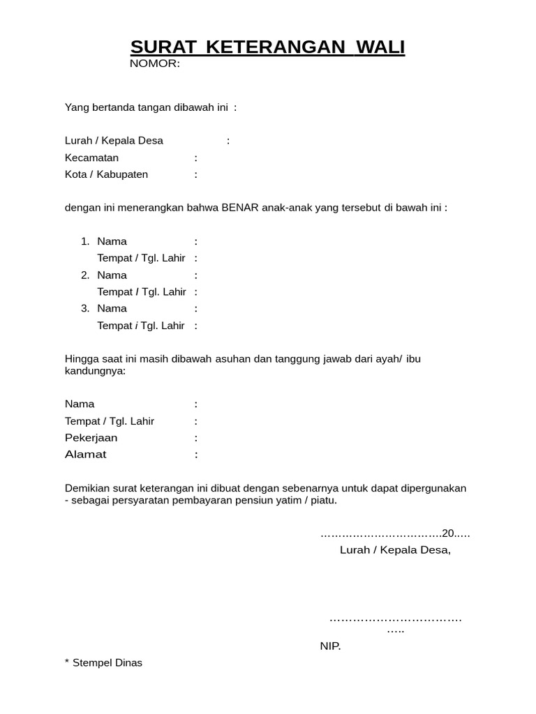 Surat Keterangan Wali | PDF