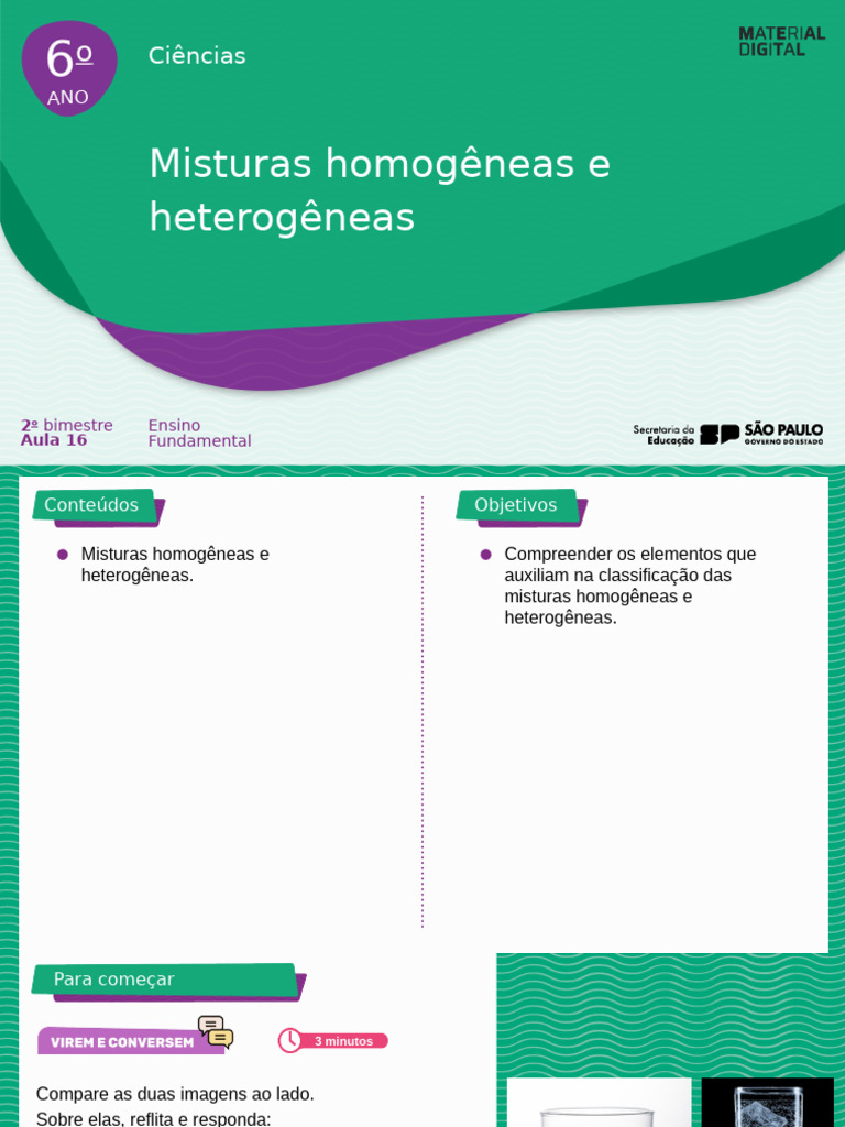 Aula 16 - Misturas Homogeneas e Heterogeneas | PDF | Mistura ...