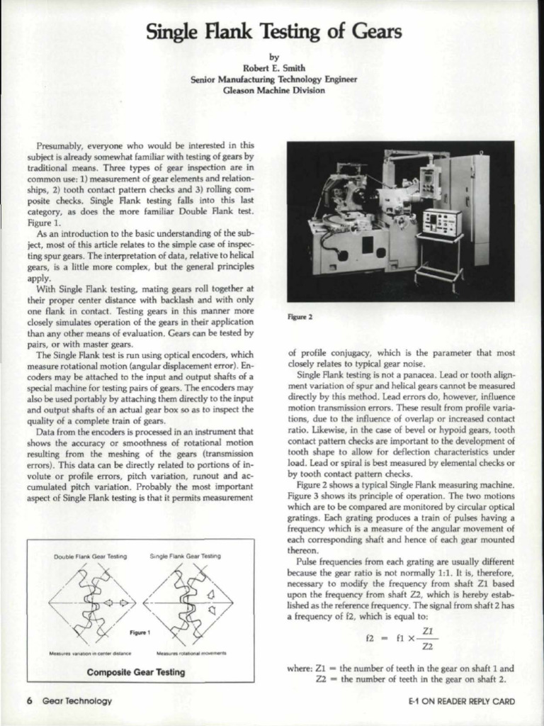 Single Flank Testing of Gears by Robert E.smith 1984 | PDF | Gear ...