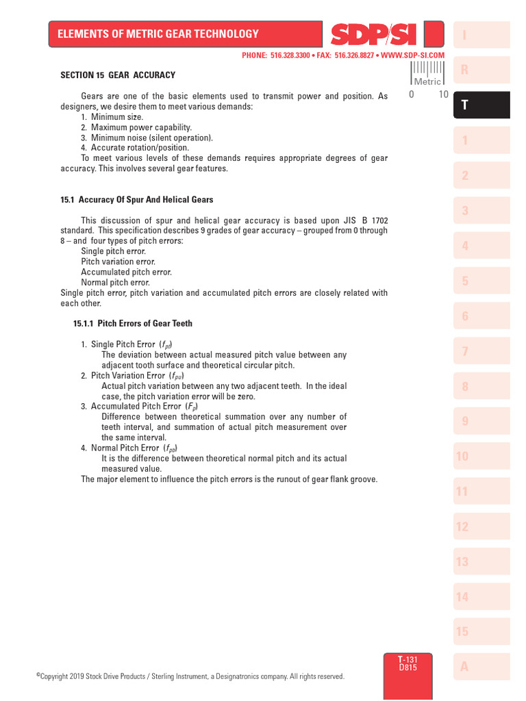 SDPSI - Gear Accuracy Section 15 | PDF | Gear | Accuracy And Precision