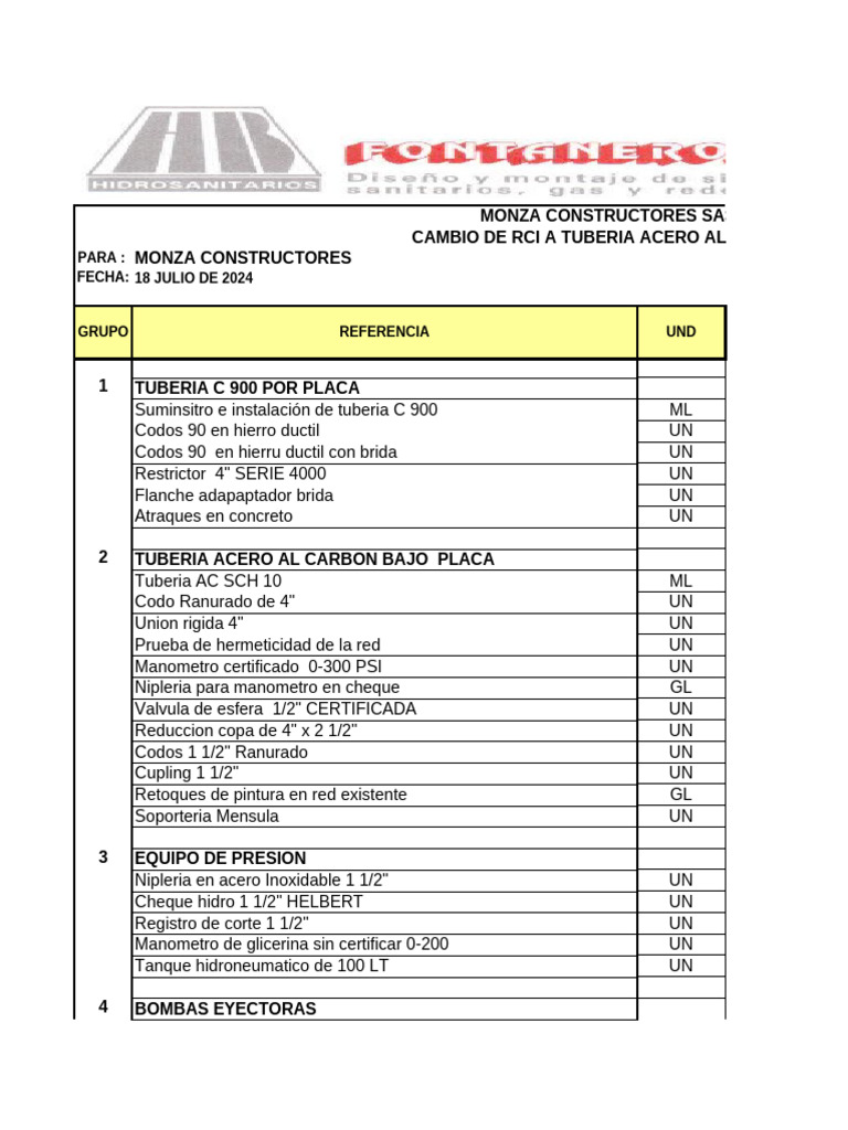 Cambio Tuberia Tienda Buga Final | PDF | Ingeniero civil | Procesos industriales