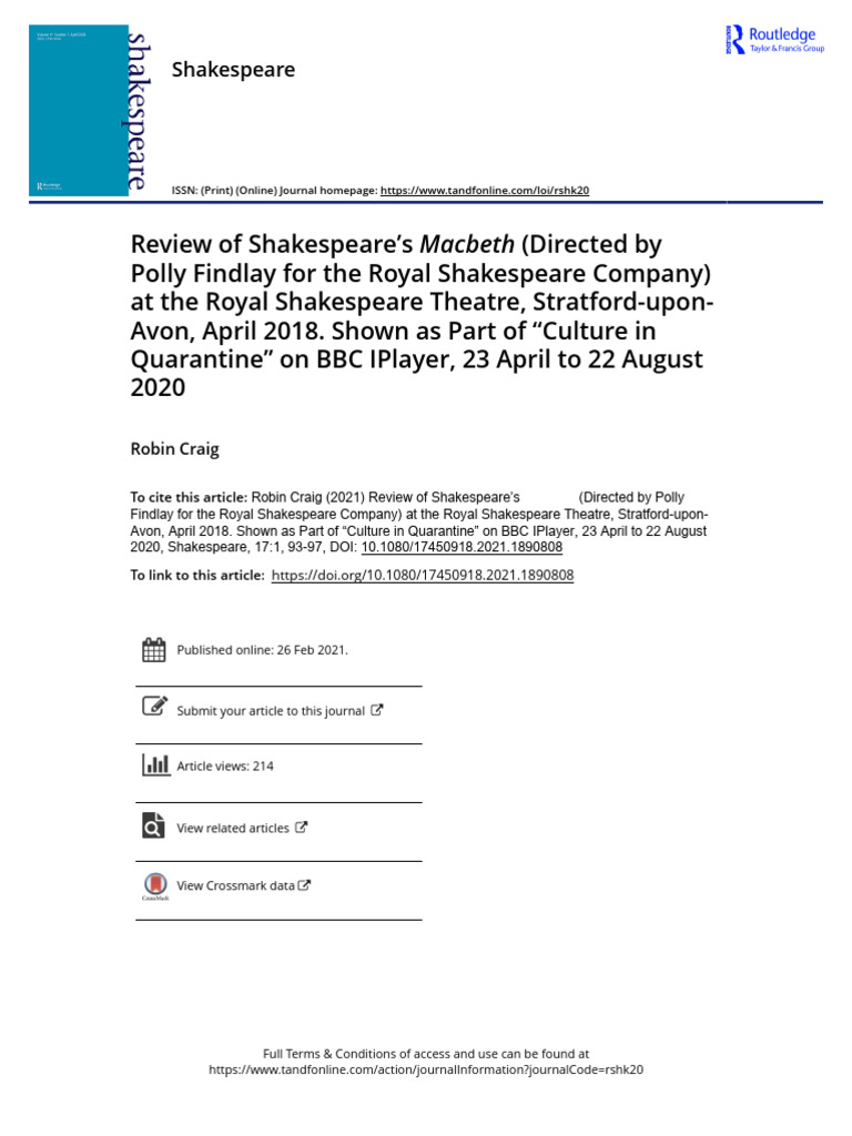 Review of Shakespeares Macbeth Directed by Polly | PDF | Macbeth ...