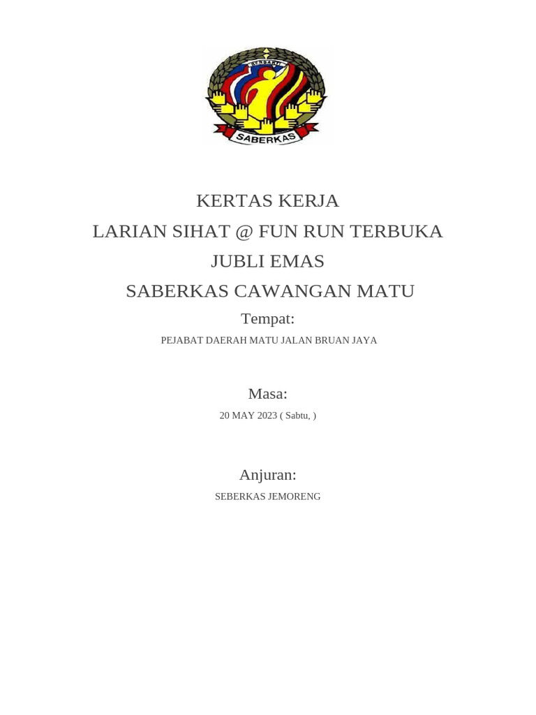 Kertas Kerja Fun Run Jubli Emas | PDF