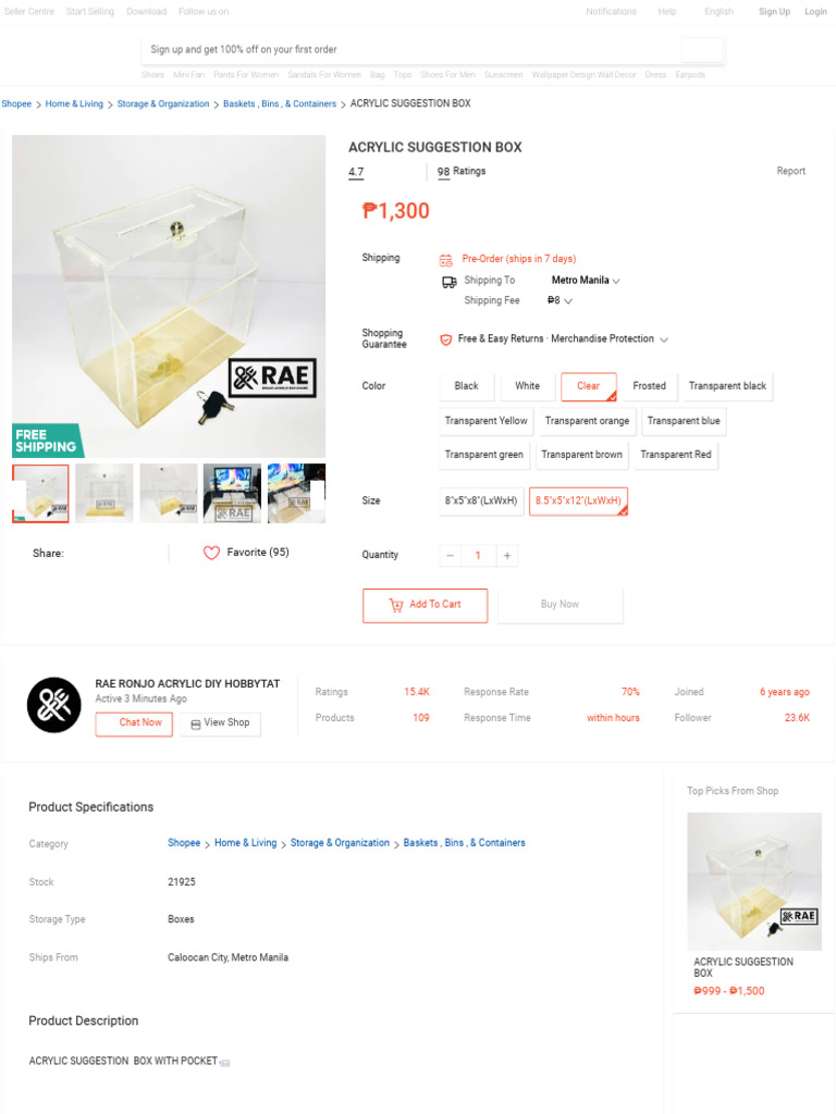 Acrylic Suggestion Box - Shopee Philippines | PDF