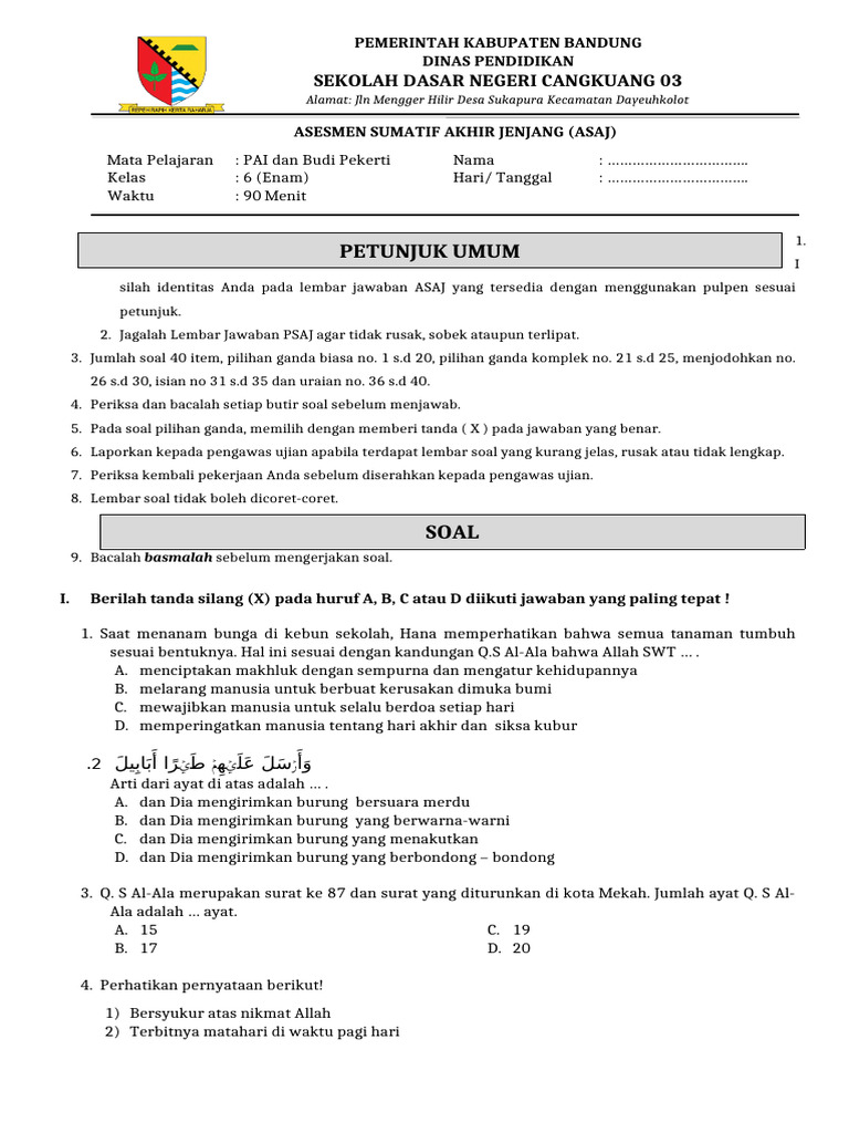 Soal Asaj TP 2024-2025 | PDF