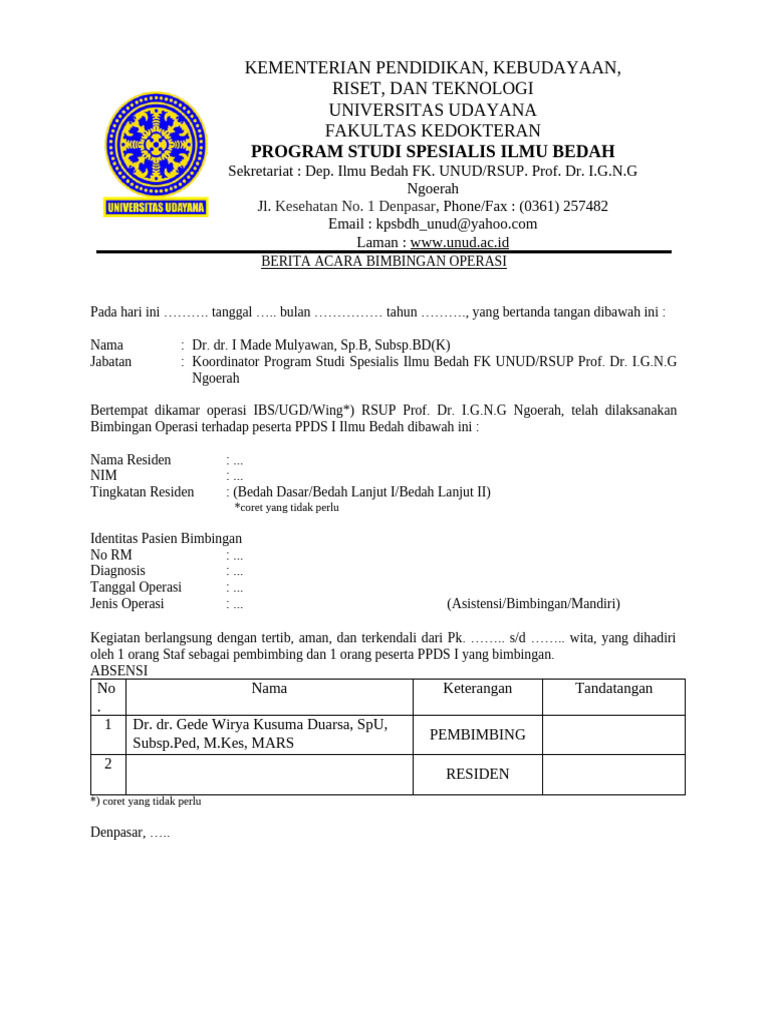 Bimbingan Operasi (Form 1) | PDF