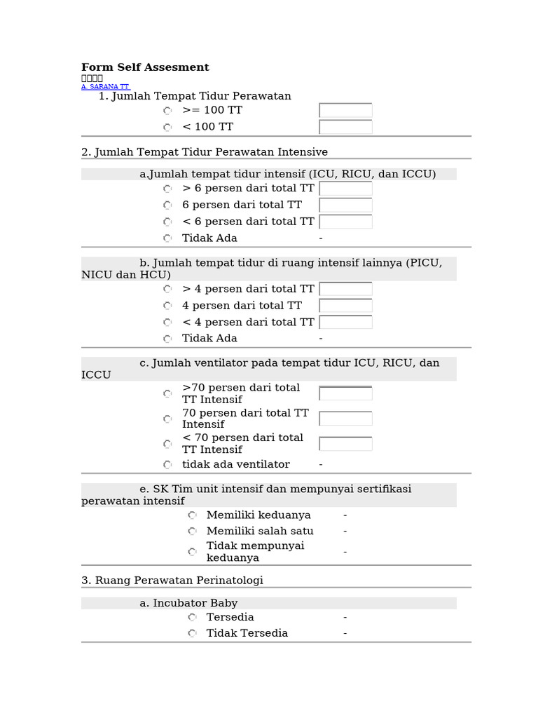 Form Self Assesment | PDF
