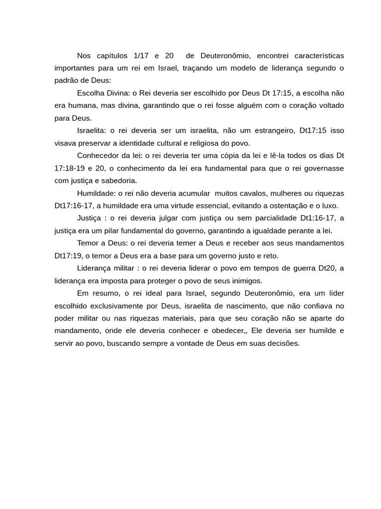 Características do Rei em Israel | PDF