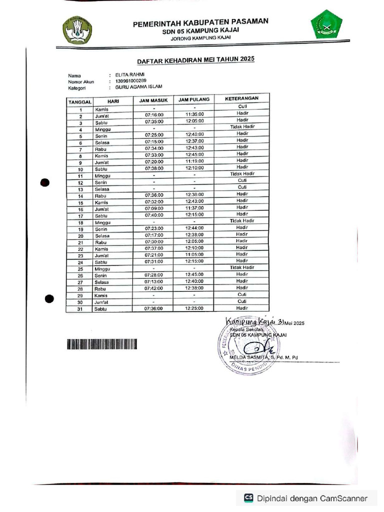 Absen Mei 2025 - Compressed | PDF