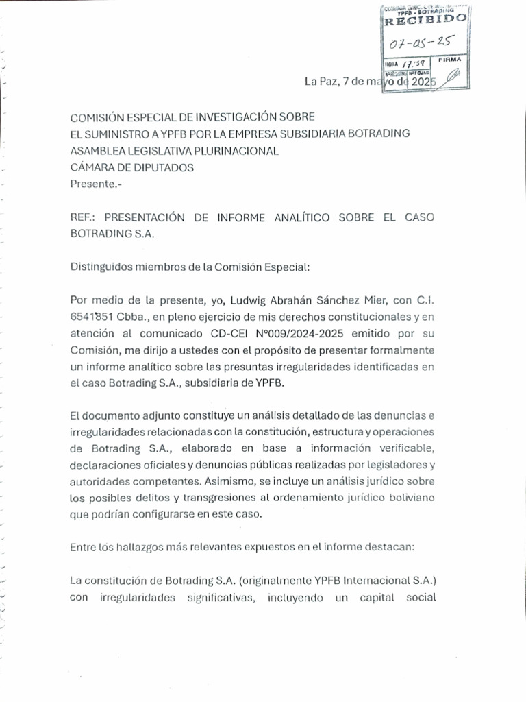 Informe sobre irregularidades en Botrading S.A. | PDF | Gobierno