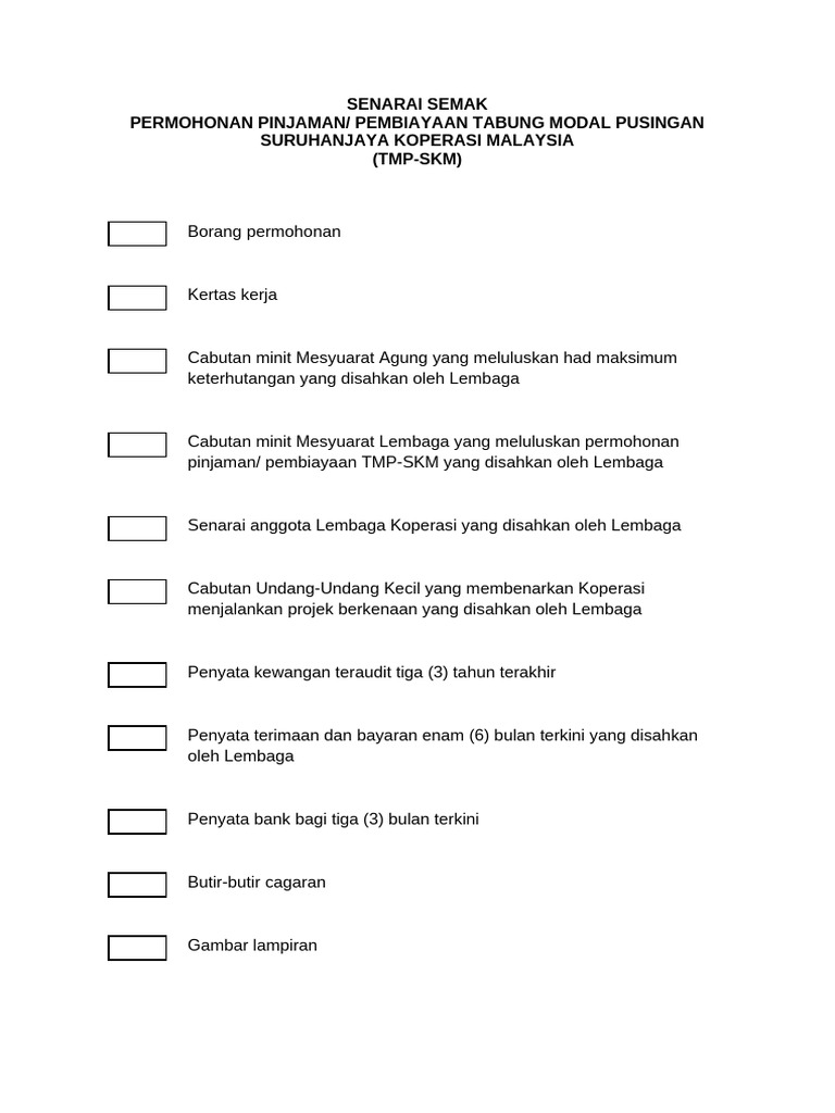 Senarai Semak TMP-SKM | PDF