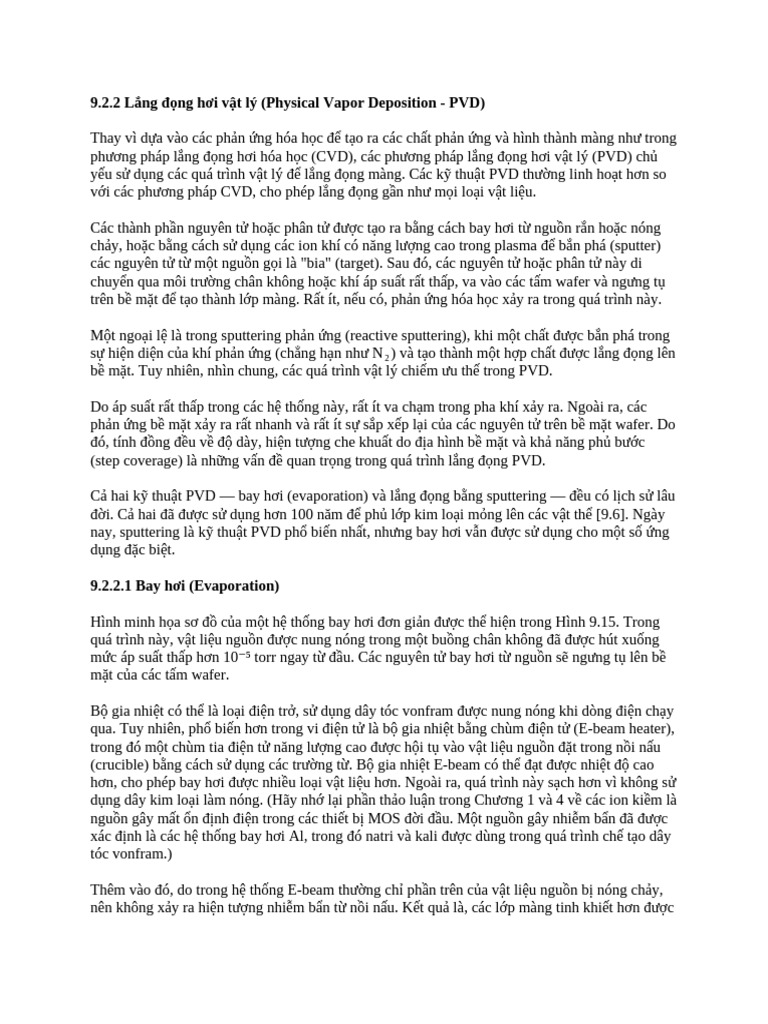 9.2.2 Lắng đọng hơi vật lý (Physical Vapor Deposition - PVD) | PDF