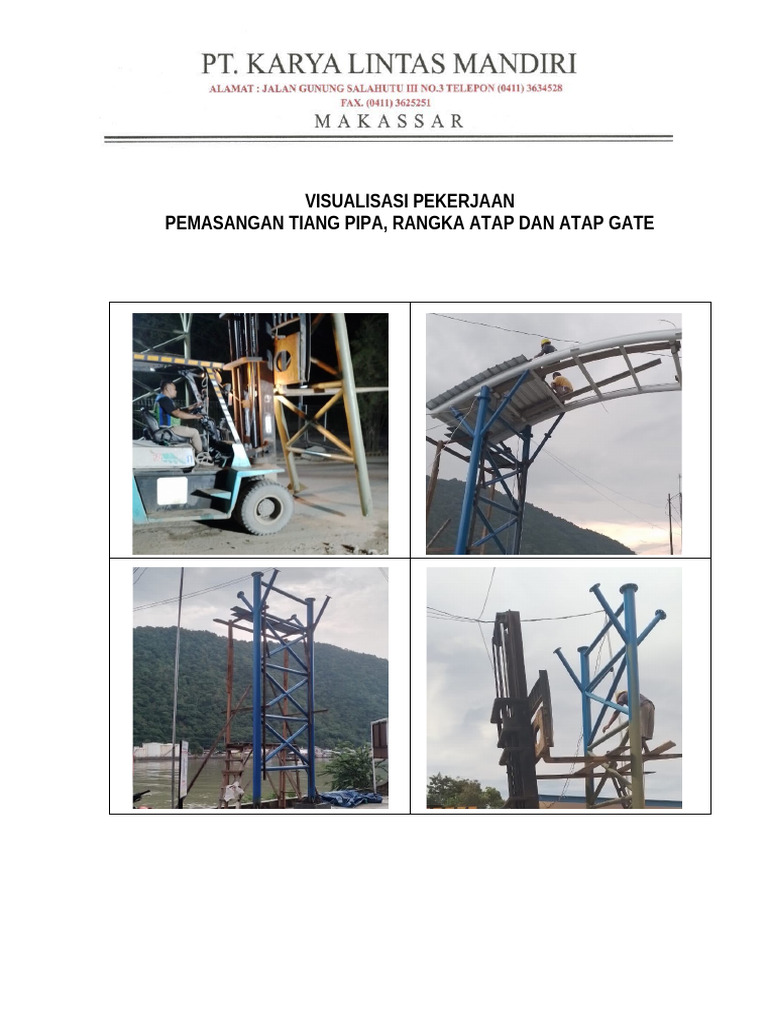 Pemasangan Tiang Pipa, Rangka Atap Dan Atap Gate | PDF