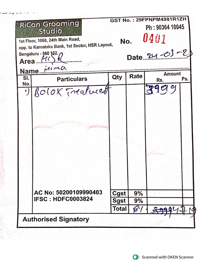 Ricon Grooming - Bills | PDF