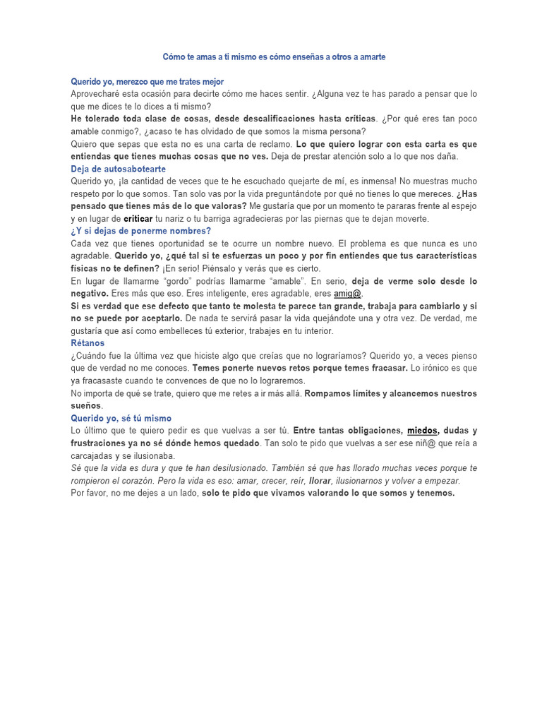 Cómo Te Amas A Ti Mismo Es Cómo Enseñas A Otros A Amarte | PDF