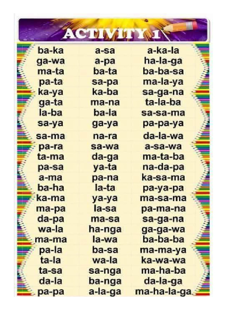 Filipino Spelling List | PDF