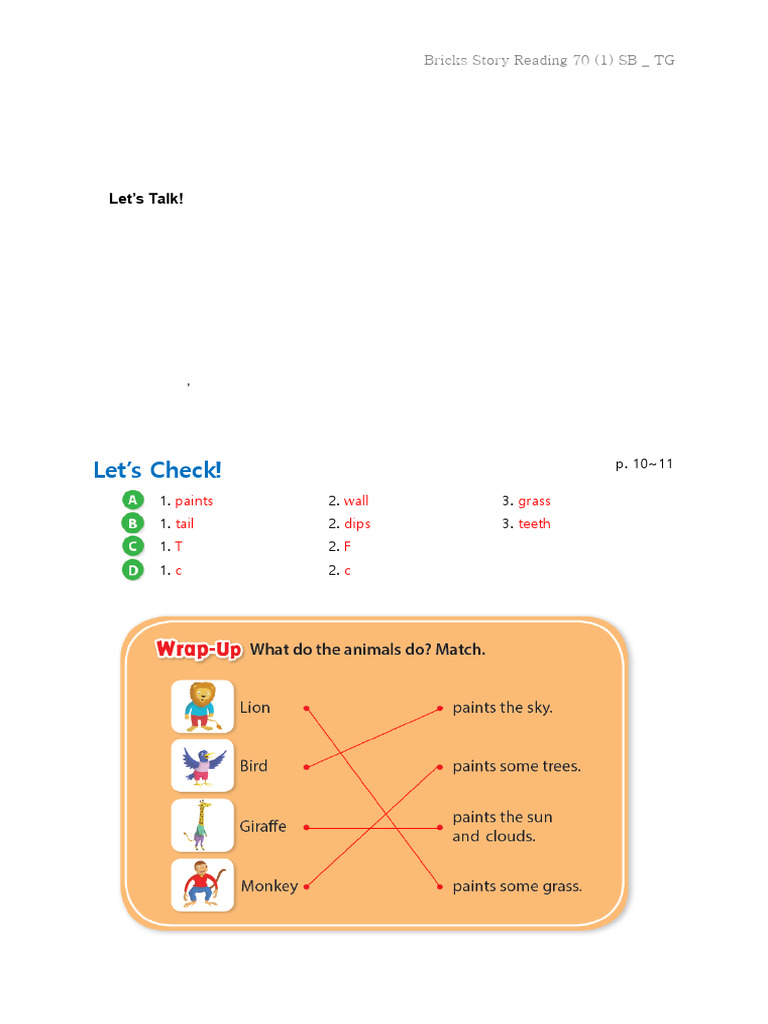 Bricks+Story+Reading+70 L1 SB Answer+Key Eng | PDF
