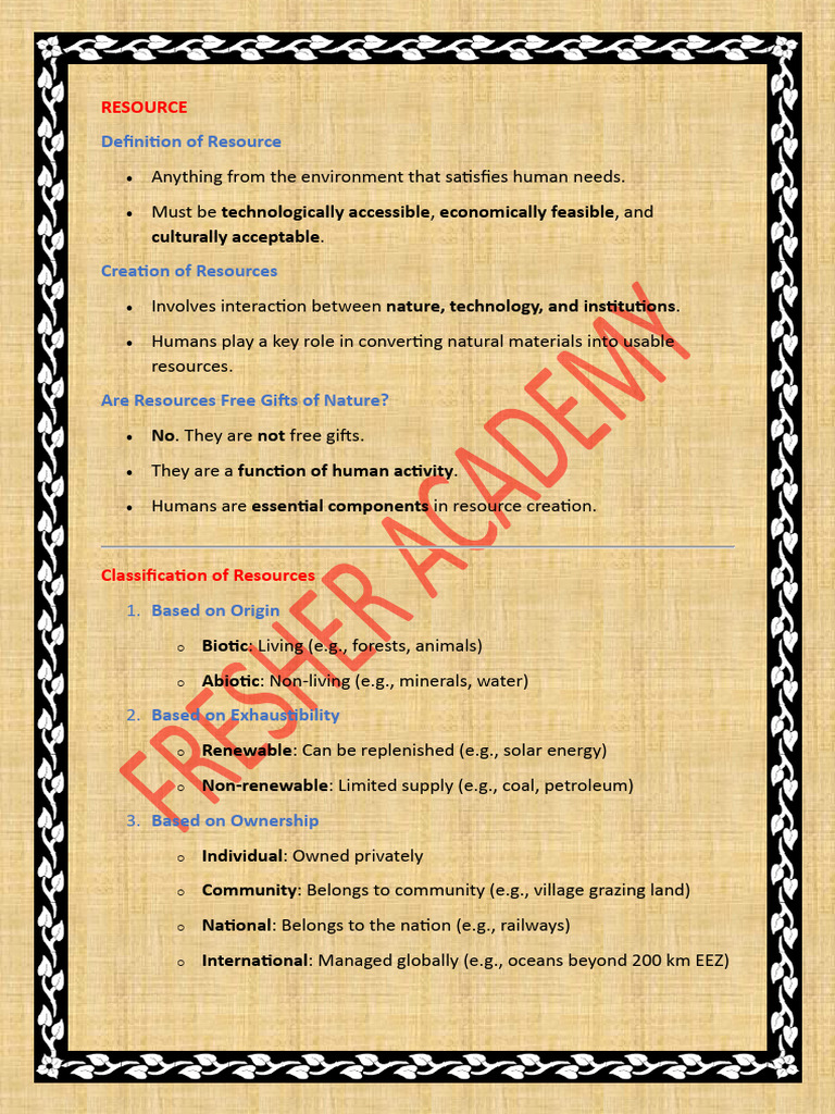 Resource and Development Class 10th | PDF | Sustainable Development ...