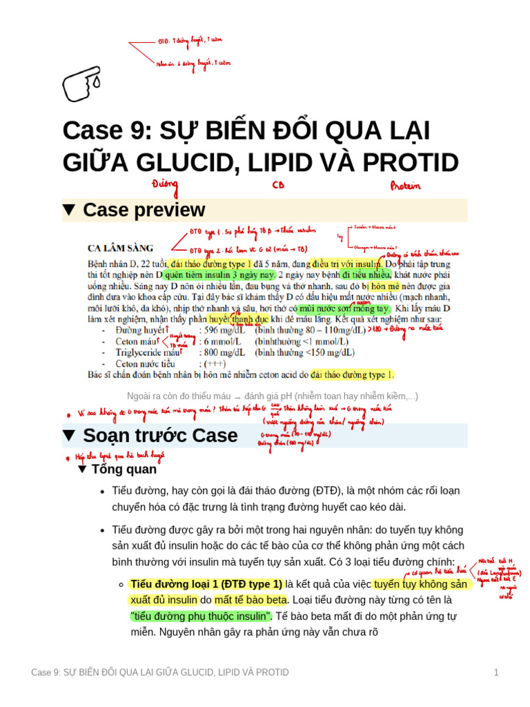 Case 9 - Sự Biến Đổi Qua Lại Giữa Glucid, Lipid Và Protid 2 | PDF