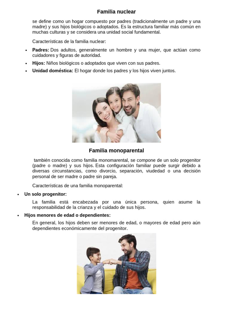 Estructuras de la familia nuclear y monoparental | PDF | Familia ...