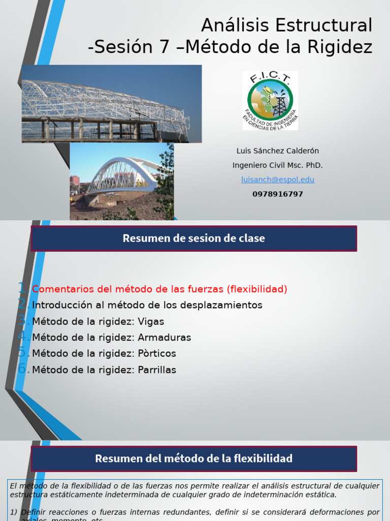 Análisis Estructural - Sesion 7 - Metodo de La Rigidez - 00 | PDF | Análisis estructural | Rigidez