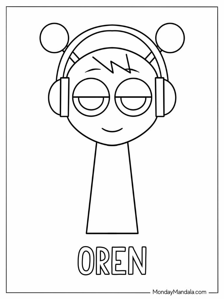 Sprunki Oren Coloring Page For Kids | PDF