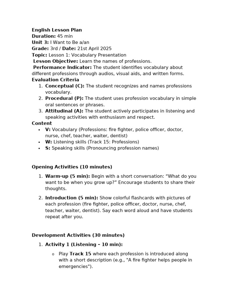 3rd Grade Unit 3 Lesson 1 | PDF | Vocabulary | Cognition