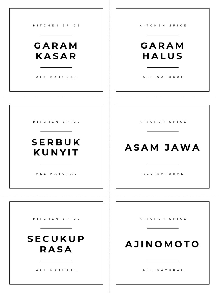 Label Dapur | PDF