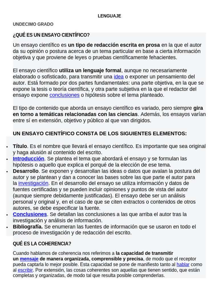 Lenguaje Undecimo Grado | PDF | Ensayos | Coma