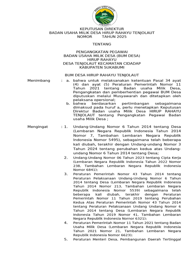 SK Pegawai BUMDes | PDF