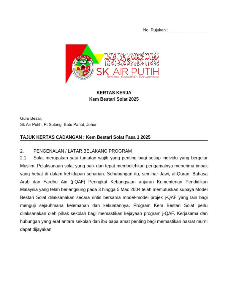 KERTAS KERJA KBS FASA 1 2025 | PDF