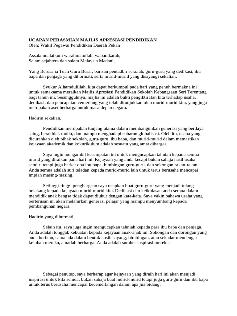 Teks Ucapan Perasmi | PDF