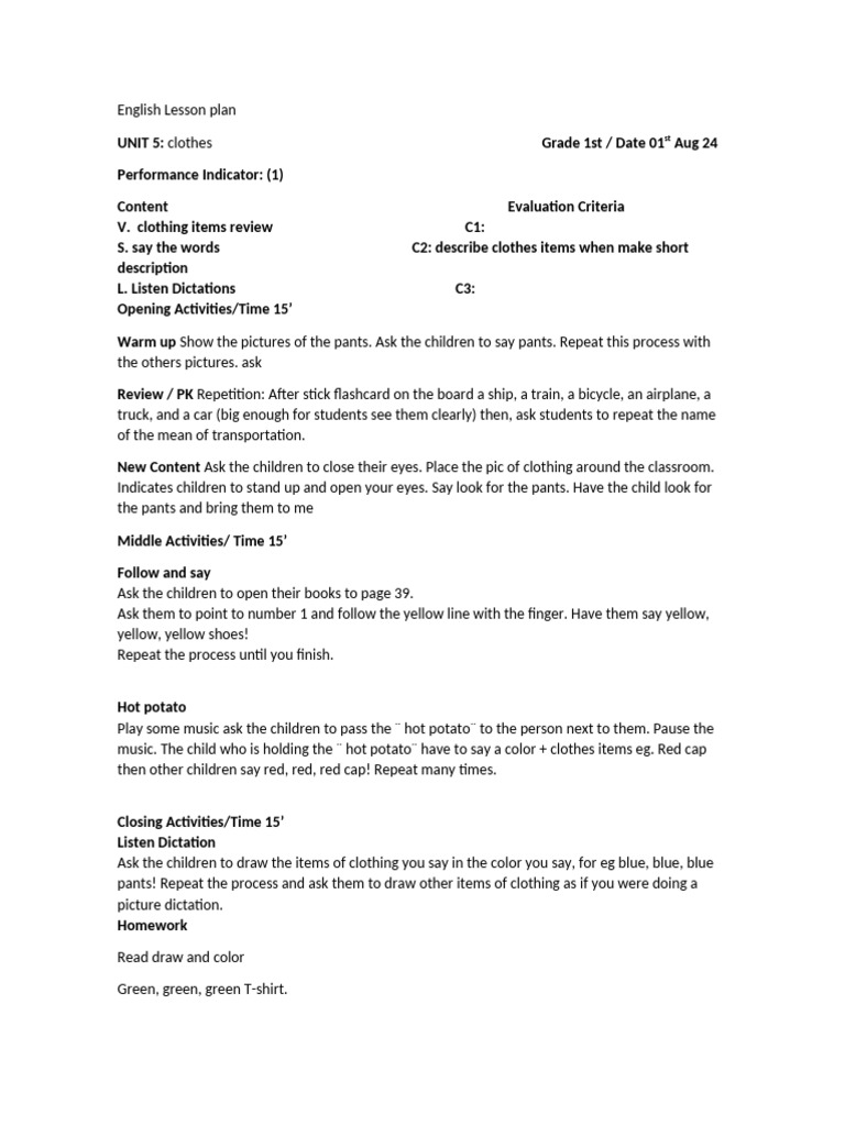 1st Grade Unit 5 Lesson 2 | PDF