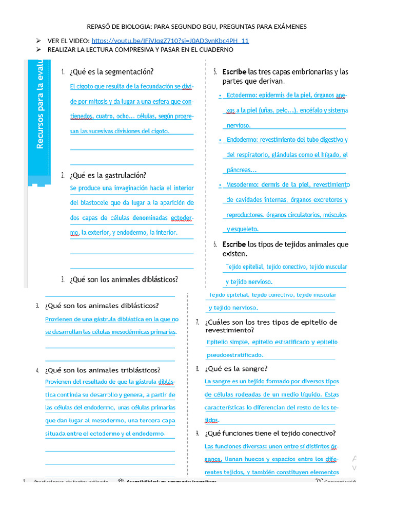Repasó de Biologia Segundo Bgu | PDF