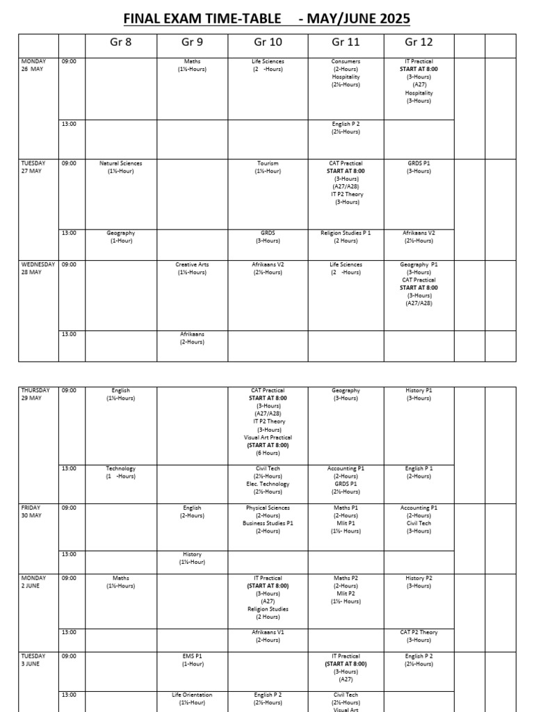 Exam Time Table June 2025 LEARNERS | PDF | Liberal Arts Education | Science
