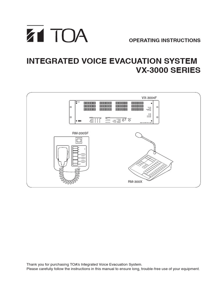 TOA VX-3004F Operating Instructions | PDF | Amplifier | Microphone