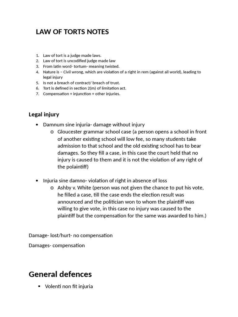 Law of Tort is a Judge Made Laws | PDF | Damages | Tort