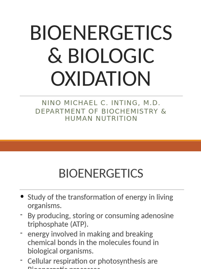 Bioenergetics & Biologic Oxidation | PDF | Redox | Gibbs Free Energy