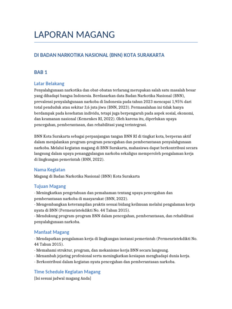 Laporan Magang BNN Surakarta-1 | PDF