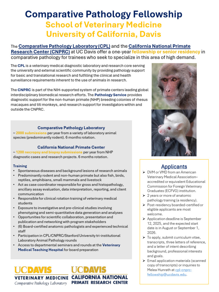 2026 Comparative Pathology Fellowship Flyer | PDF | Pathology | Medicine