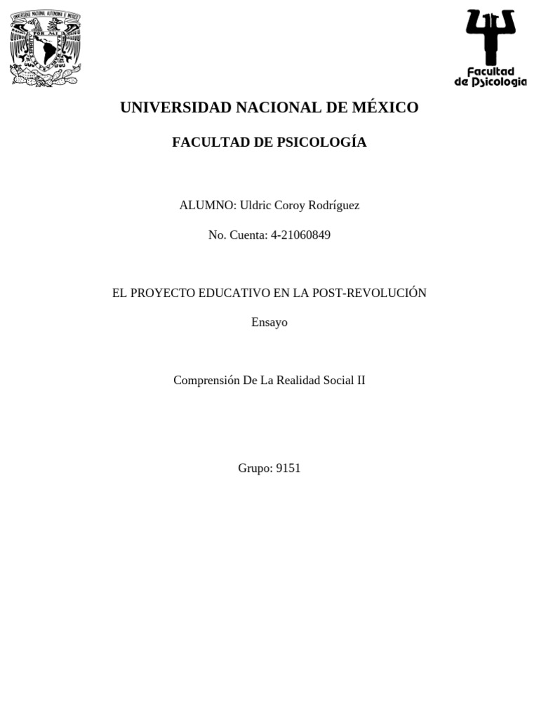 U1 - El Proyecto Educativo en La Post-Revolución | PDF