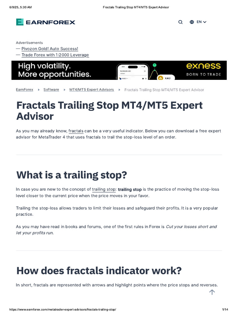 Fractals Trailing Stop MT4_MT5 Expert Advisor | PDF