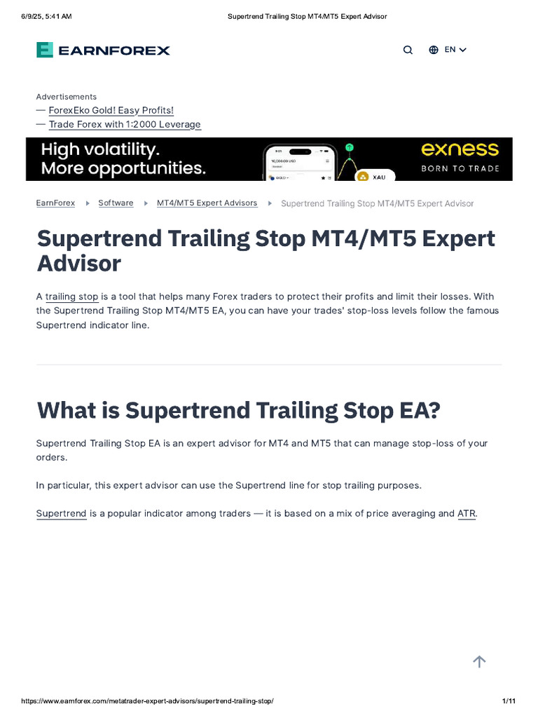 MT4 Strategy with Trailing Stop Indicators | PDF
