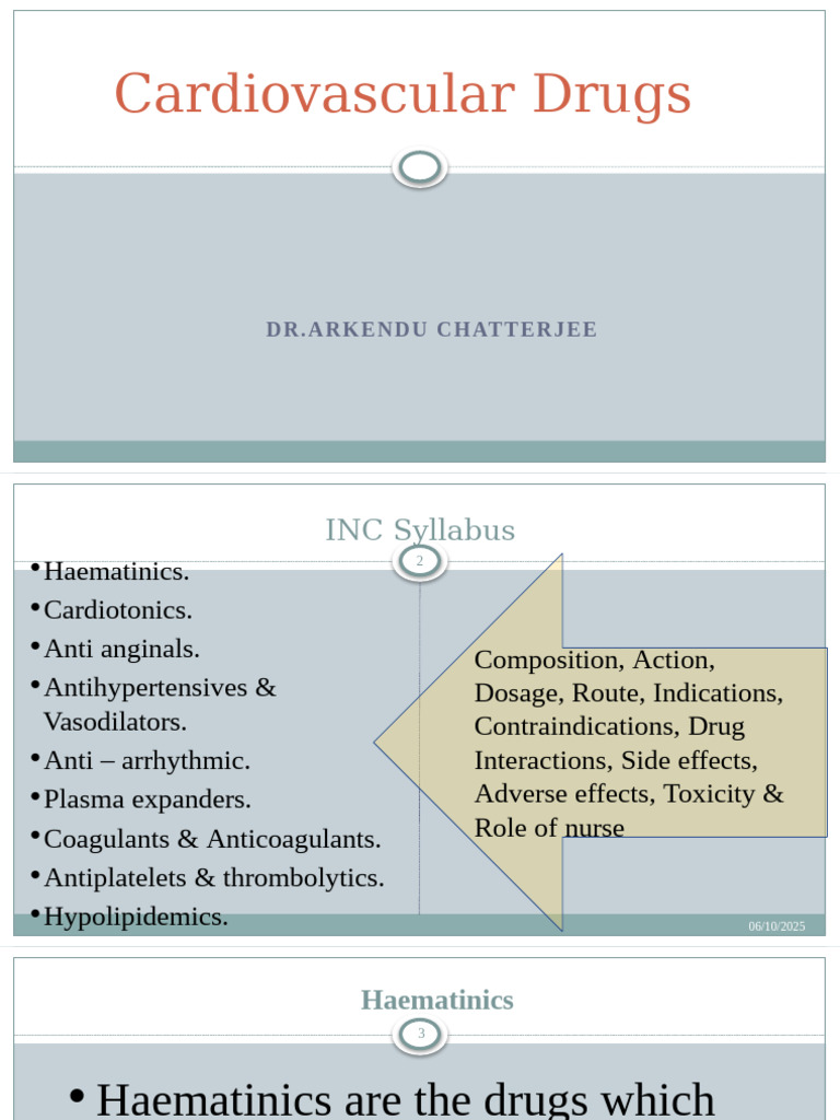 Cardiovascular Drugs | PDF | Bleeding | Thrombosis