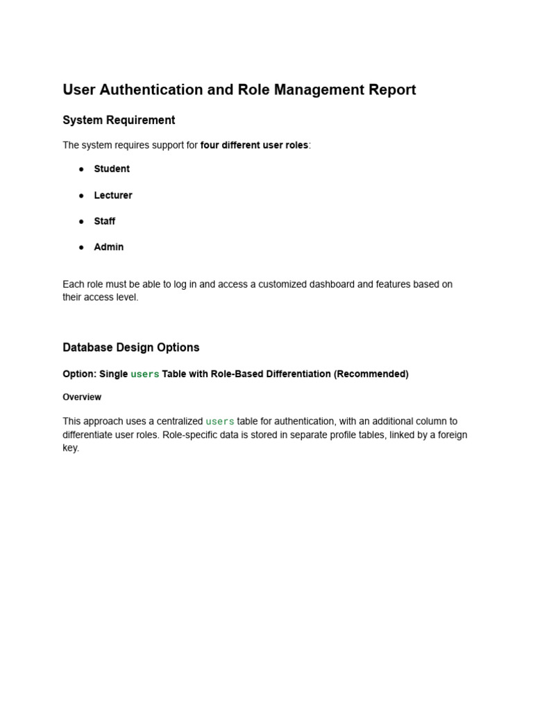 User Authentication and Role Management (1) | PDF | User (Computing) | Password