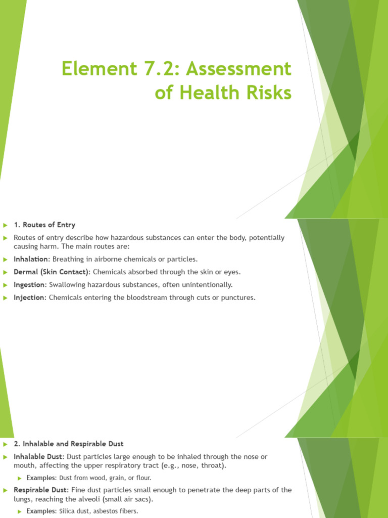 Element 7.2 Assessment of Health Risks | PDF | Respiratory Tract | Mucus